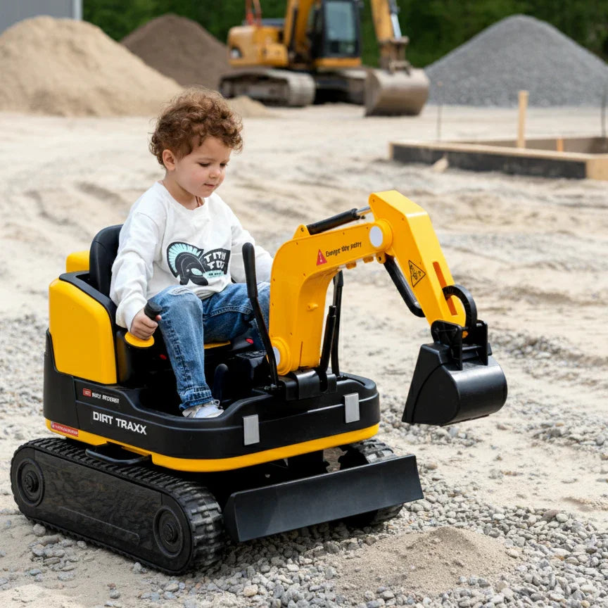 Dirt Traxx 24v Digger Excavator Ride On With Bucket Arm & Front Shovel