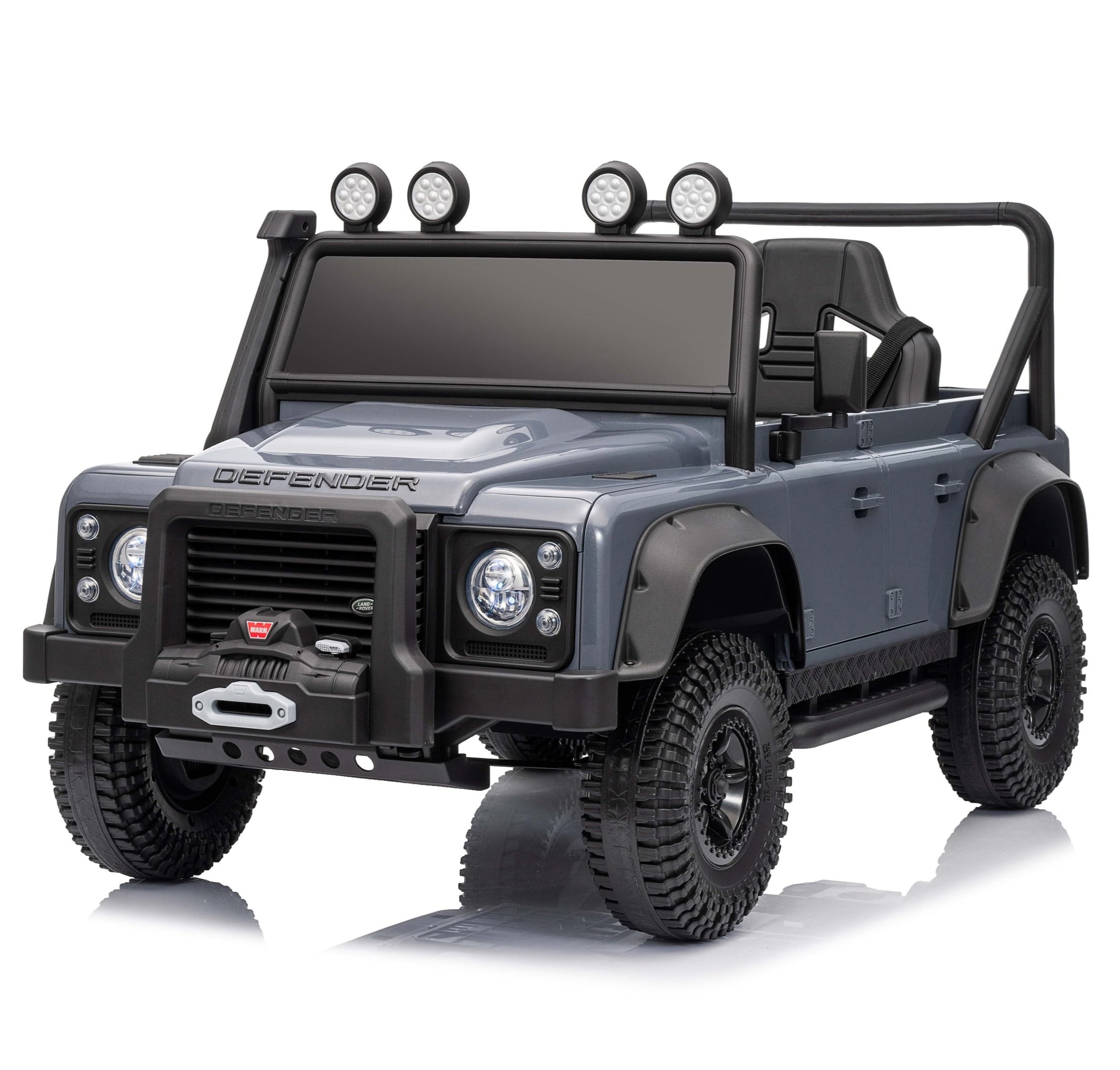 Licensed 24V Land Rover Defender 110 Kids Ride-On - Grey Jeep