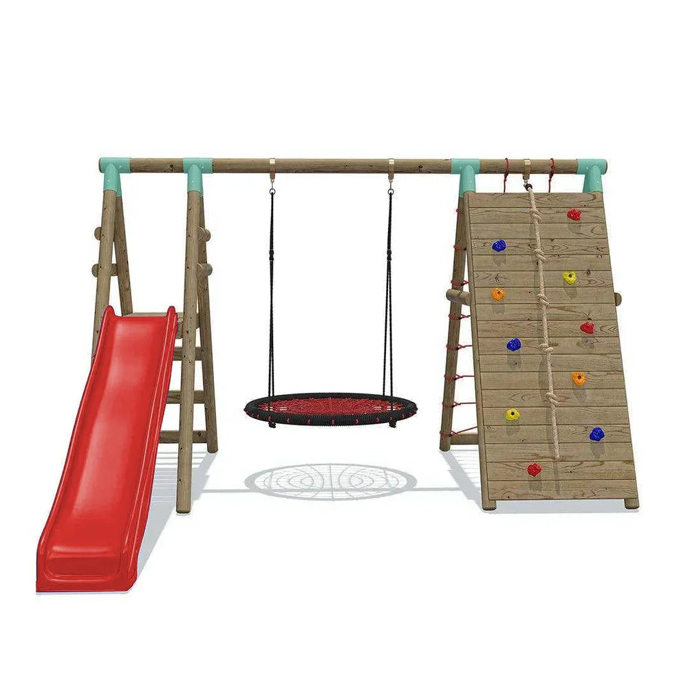 Buy Go Wild Swing Set With Climbing Wall, 8ft Slide & XL 120 Nest