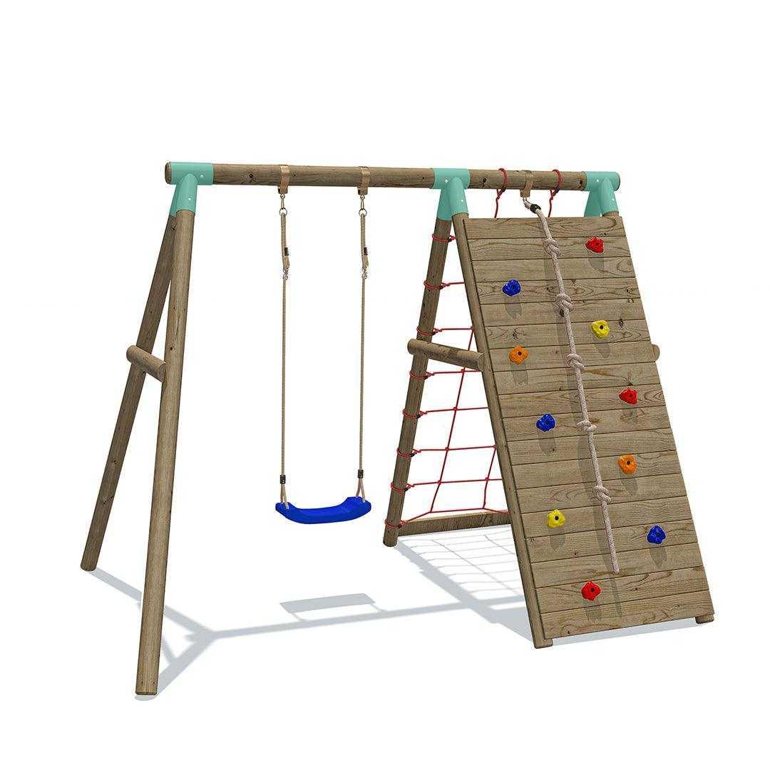 Buy Go Wild Wooden Climber Wall Swing Set With Cargo Net