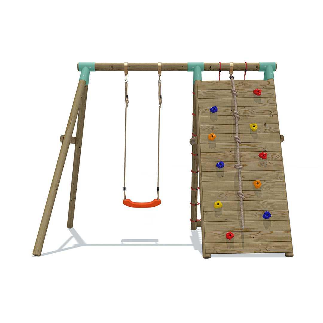 Buy Go Wild Wooden Climber Wall Swing Set With Cargo Net